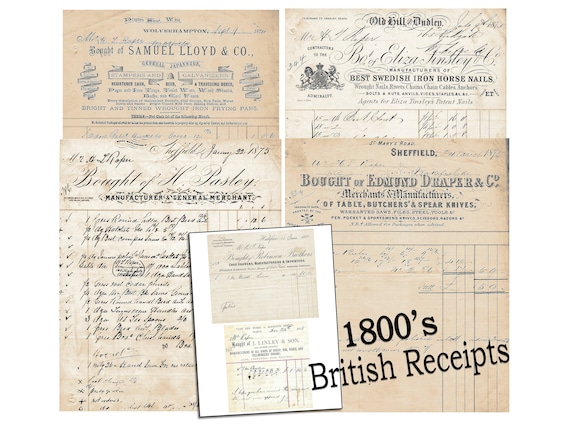 1800s Vintage British Receipts Letterhead Vintage Font | Etsy