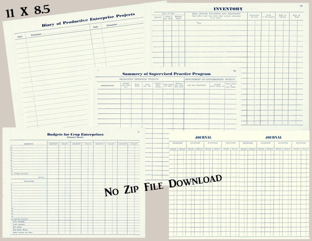 Vintage Farm Logbook Pages: Blank Retro Paper Ephemera (digital ...