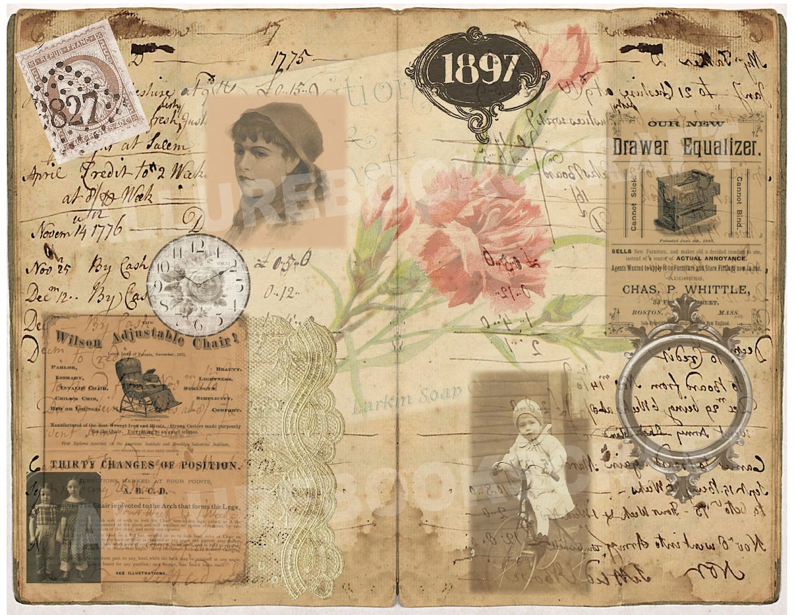 Vintage Grunge Ephemera Society 4 Sheet Paper Pack Vintage - Etsy