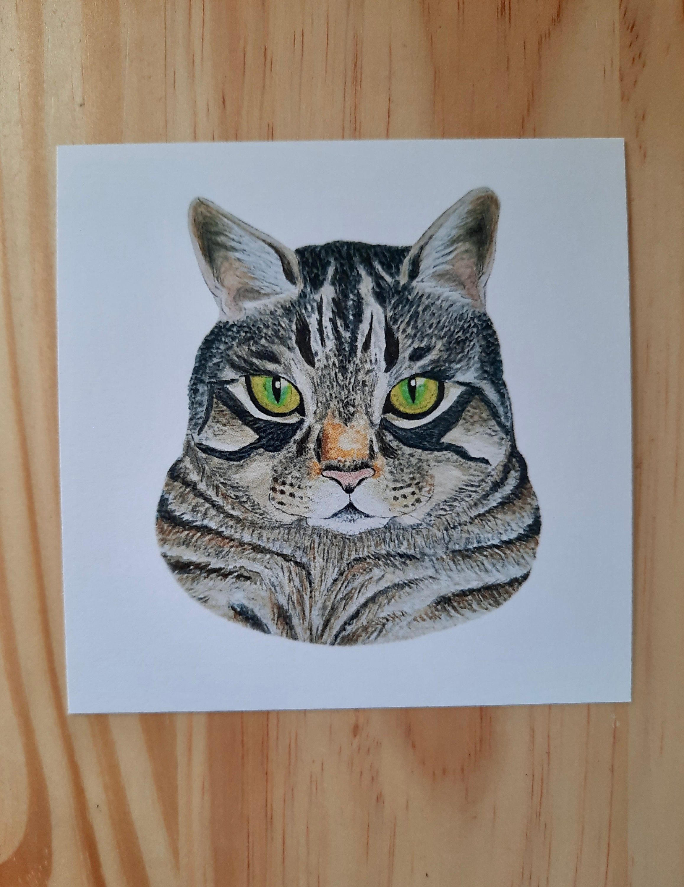 Mini Art Print, Watercolor Cat - Etsy