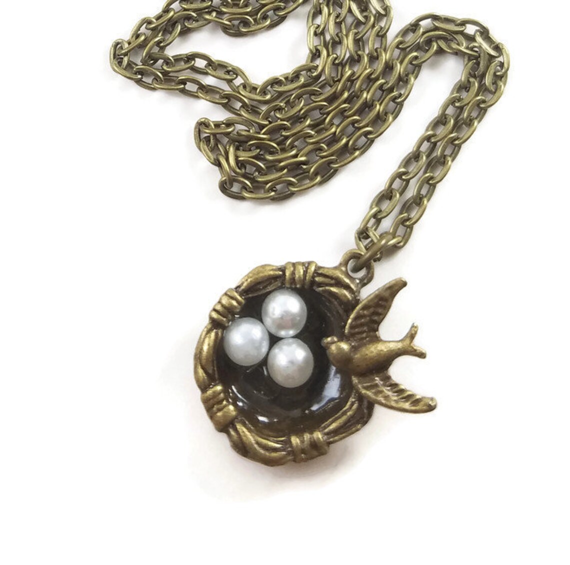 Bird Necklace/bronze Bird Necklace/owl Jewelry/boho - Etsy