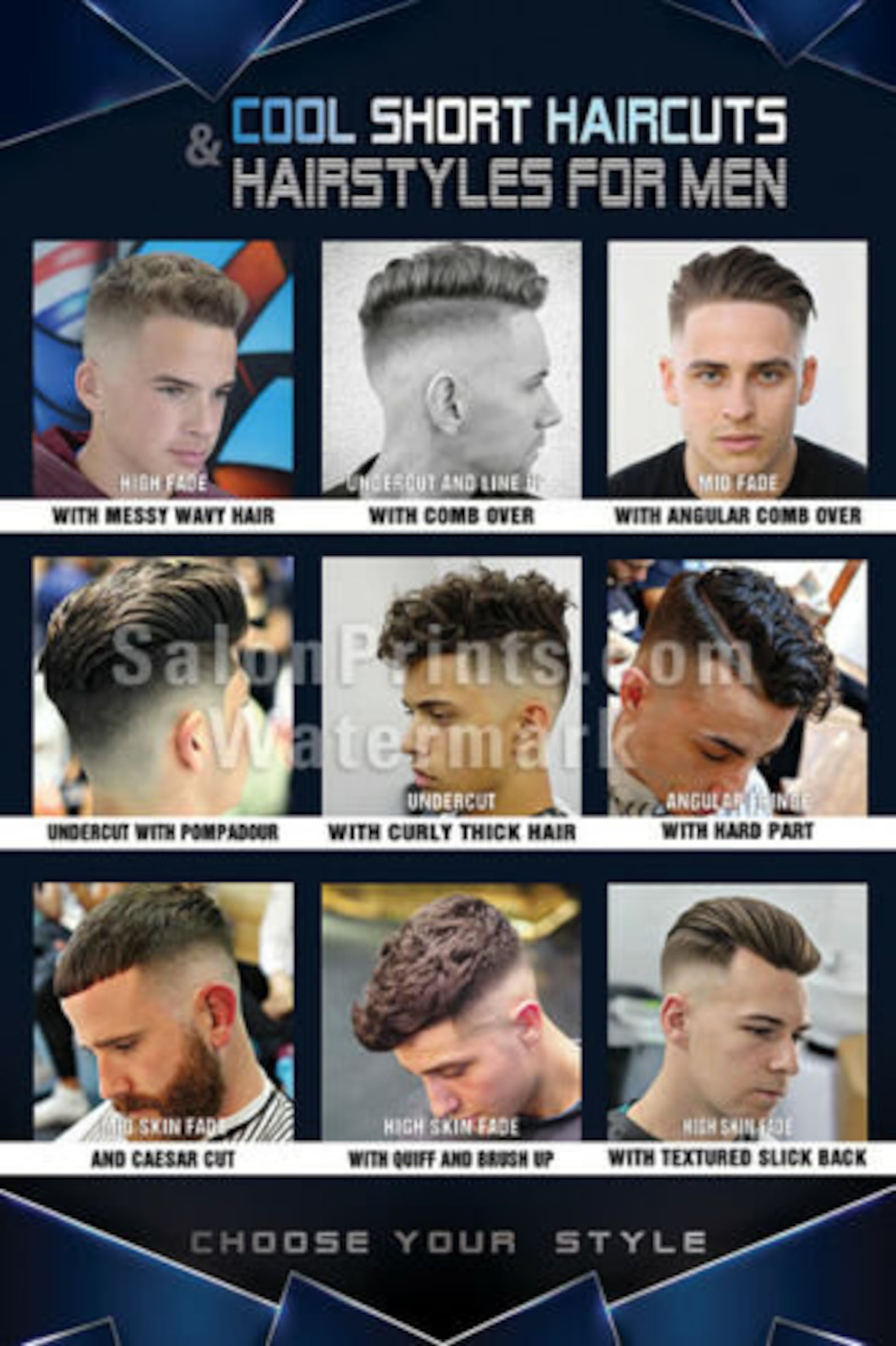 Hair Salon Poster Mesh Vinyl Cool Short Hairstyles for Men - Etsy