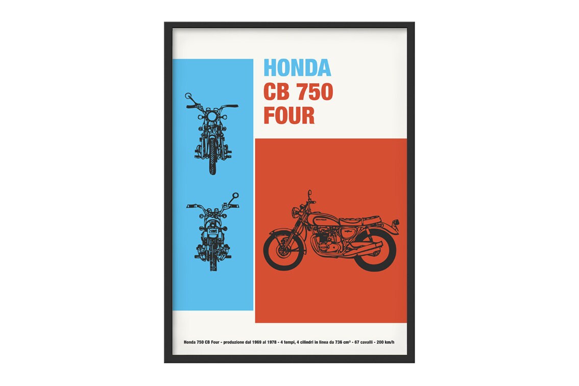 Graphic poster Honda CB 750 four theme | Etsy