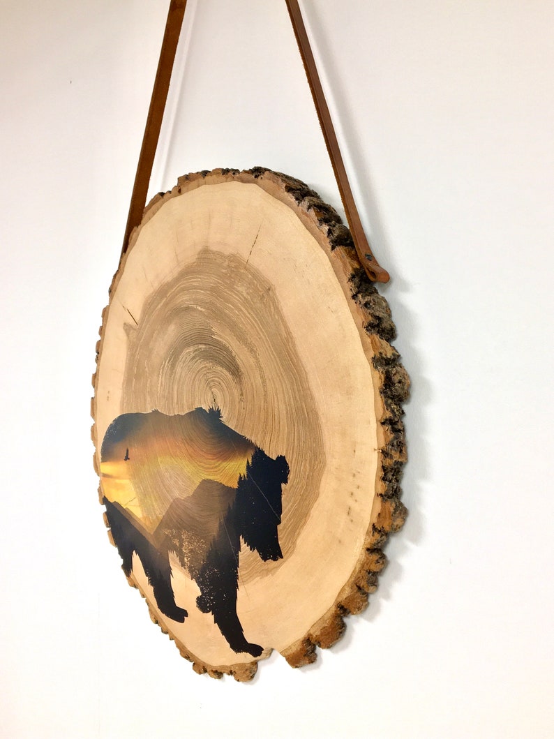 Holzscheibe Baumscheibe Wanddeko Wandschmuck Motiv Bär - Etsy.de