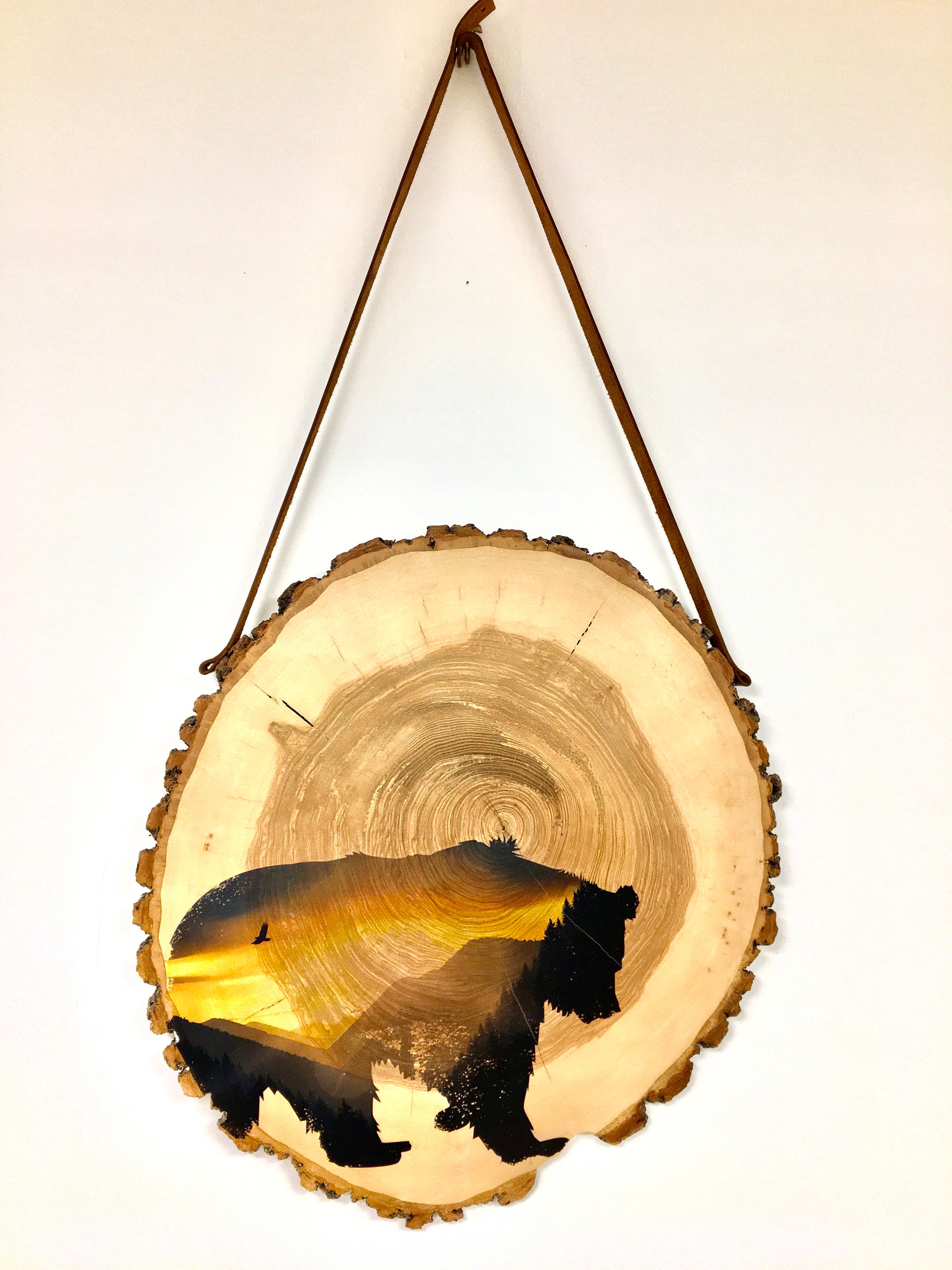 Holzscheibe Baumscheibe Wanddeko Wandschmuck Motiv Bär - Etsy.de