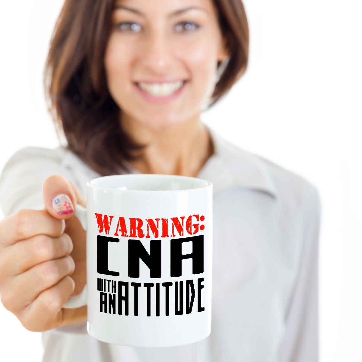 CNA Coffee Mug: warning CNA With an Attitude Handmade Cup 11 Oz Funny ...