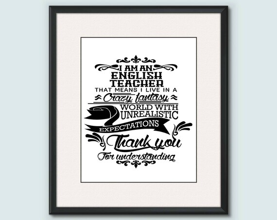 English Teacher Poster: Creative Cool Passionate Dedicated | Etsy