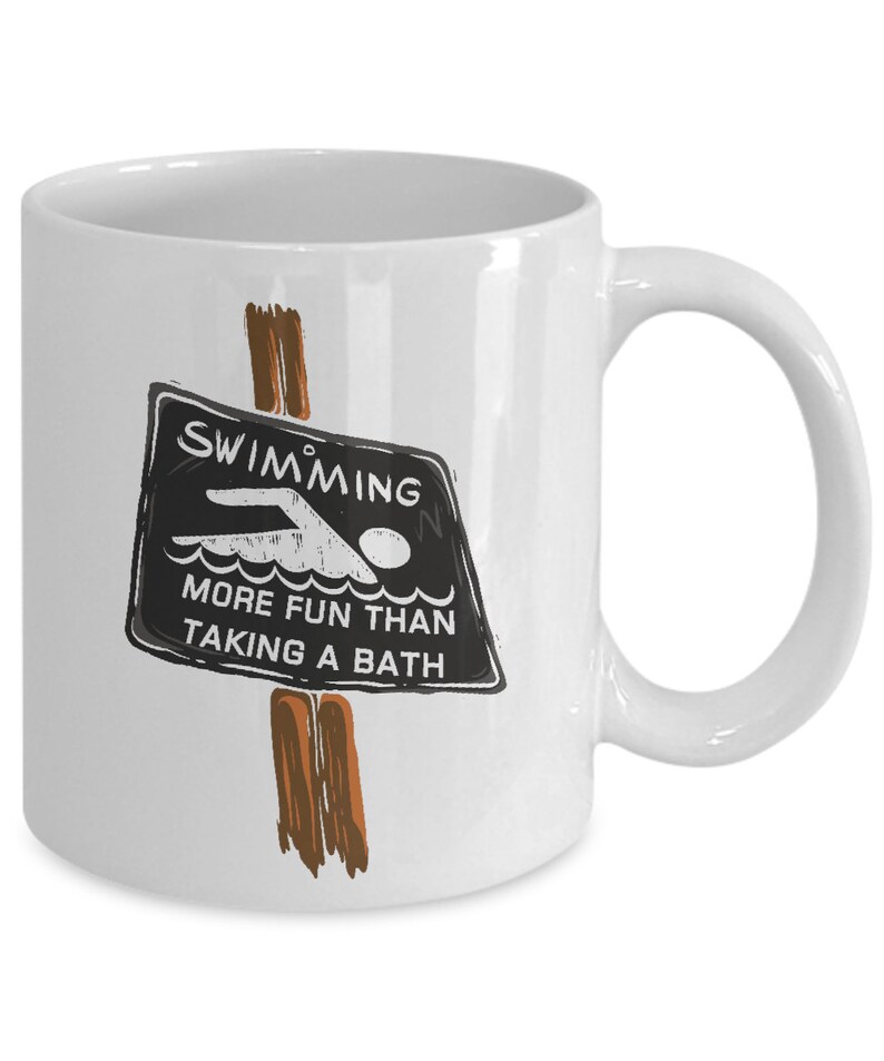Swimmer Coffee Mug: "swimming More Fun Than Taking A Bath"; Handmade ...