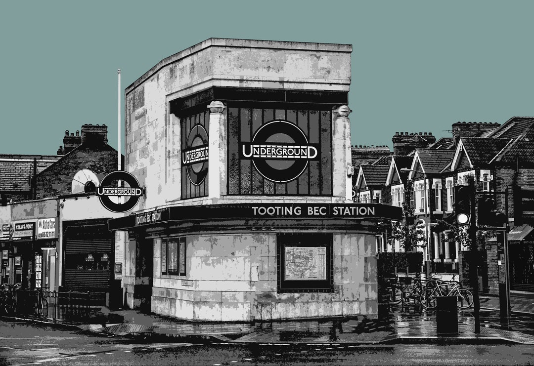 Tooting Bec Underground Station Original Artwork, London, Litho Style ...