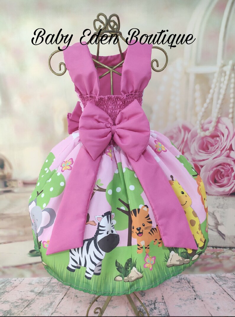 Safari Dress/zoo Dress/birthday Animals Dress/special Dress/girl Dress ...