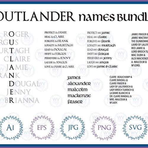 Outlander SVG PNG Bundle Outlander TV Show Svg Outlander - Etsy