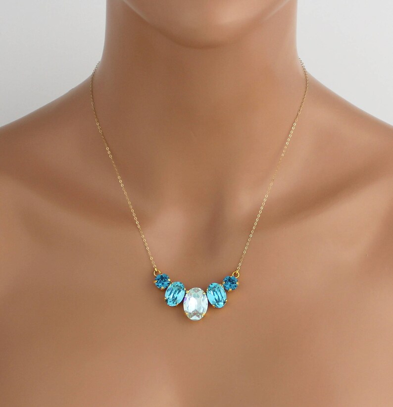 Turquoise Blue Necklace Gold Bridal Necklace Bridal Jewelry - Etsy
