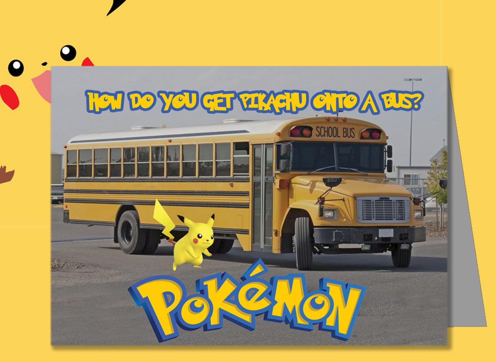 Pikachu Pokemon Go Funny Greetings Card. Geeky Nintendo Humour Card ...