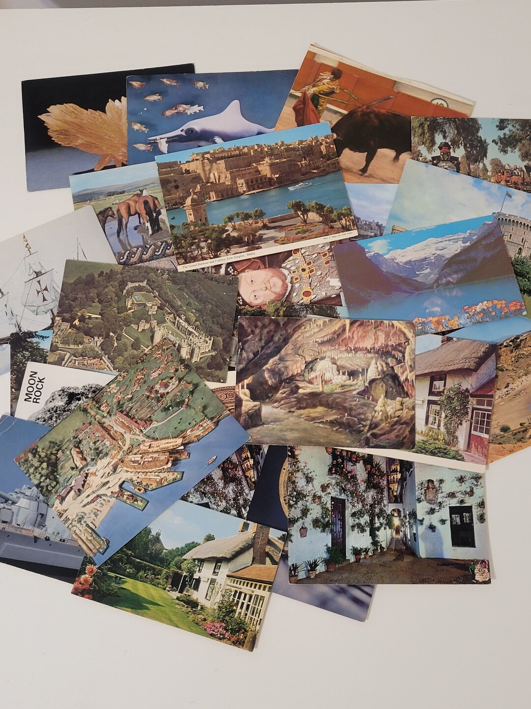 30 Vintage Postcards UK 1960's & 70's With a Vintage Leather Decorative ...