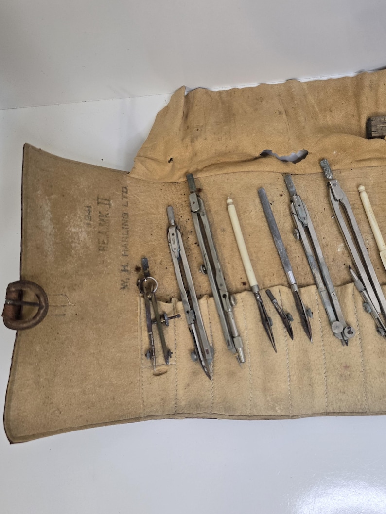 Antique British Military Cartographer's Kit: WW2 Navigation Drafting ...