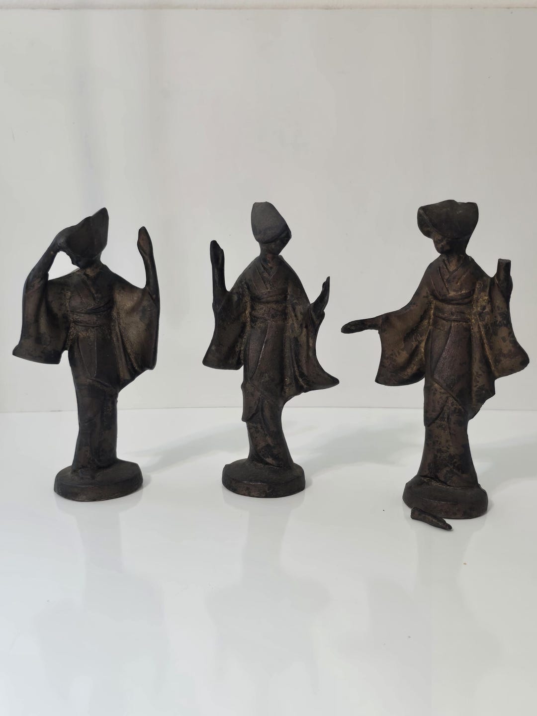 Vintage Shirokiya Japanese Geisha Girl Figures: Mid Century Cast Iron ...
