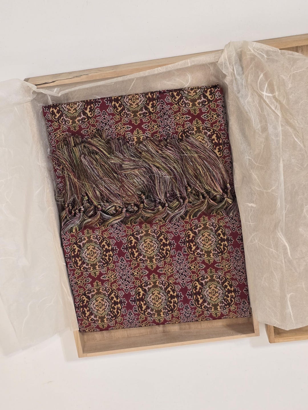 Vintage Japanese Silk Brocade Table Runner, Mat in Original Box ...