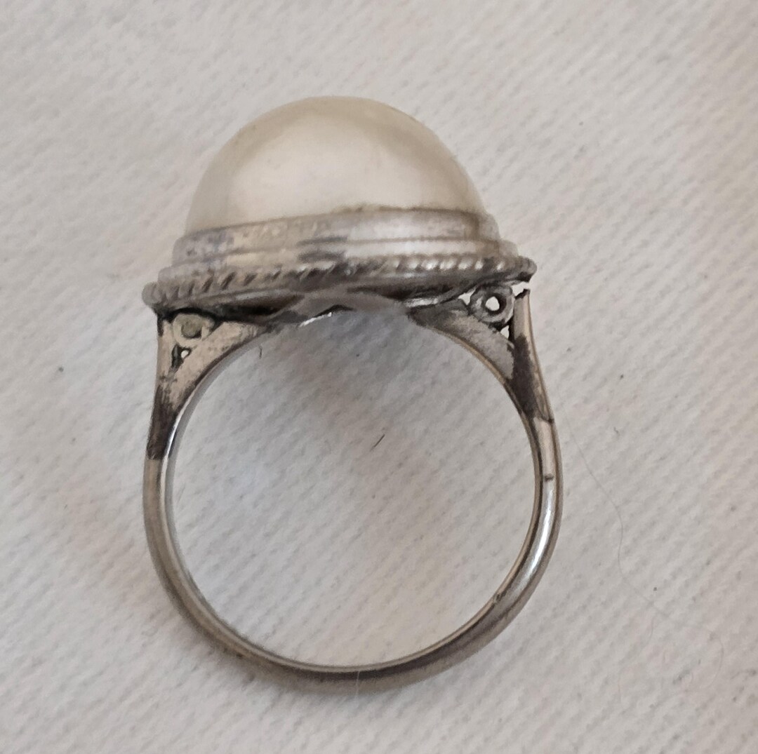 Vintage Mabe Pearl & White Gold Ring Mid Century Modern Ring, MCM ...