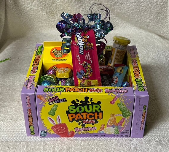 Edible Sour Patch Kids Bunnies Easter Basket/kids Candy Easter | Etsy