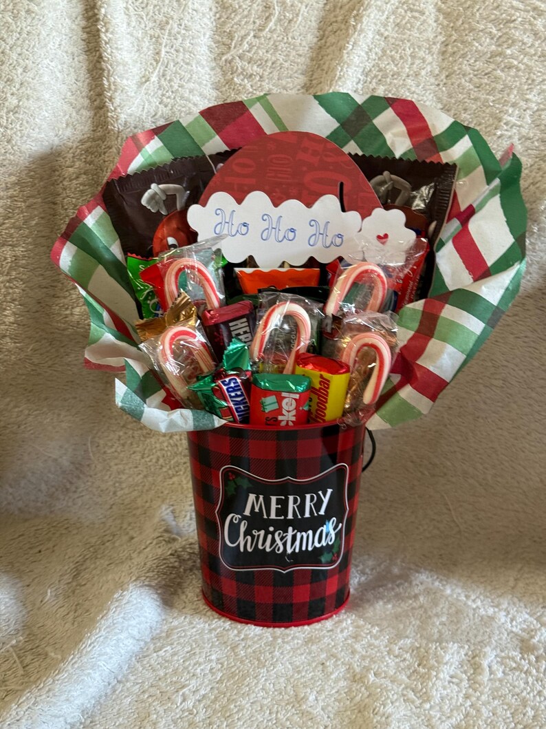 Small Christmas Candy Bouquet: Mini Christmas Pail With Assorted ...