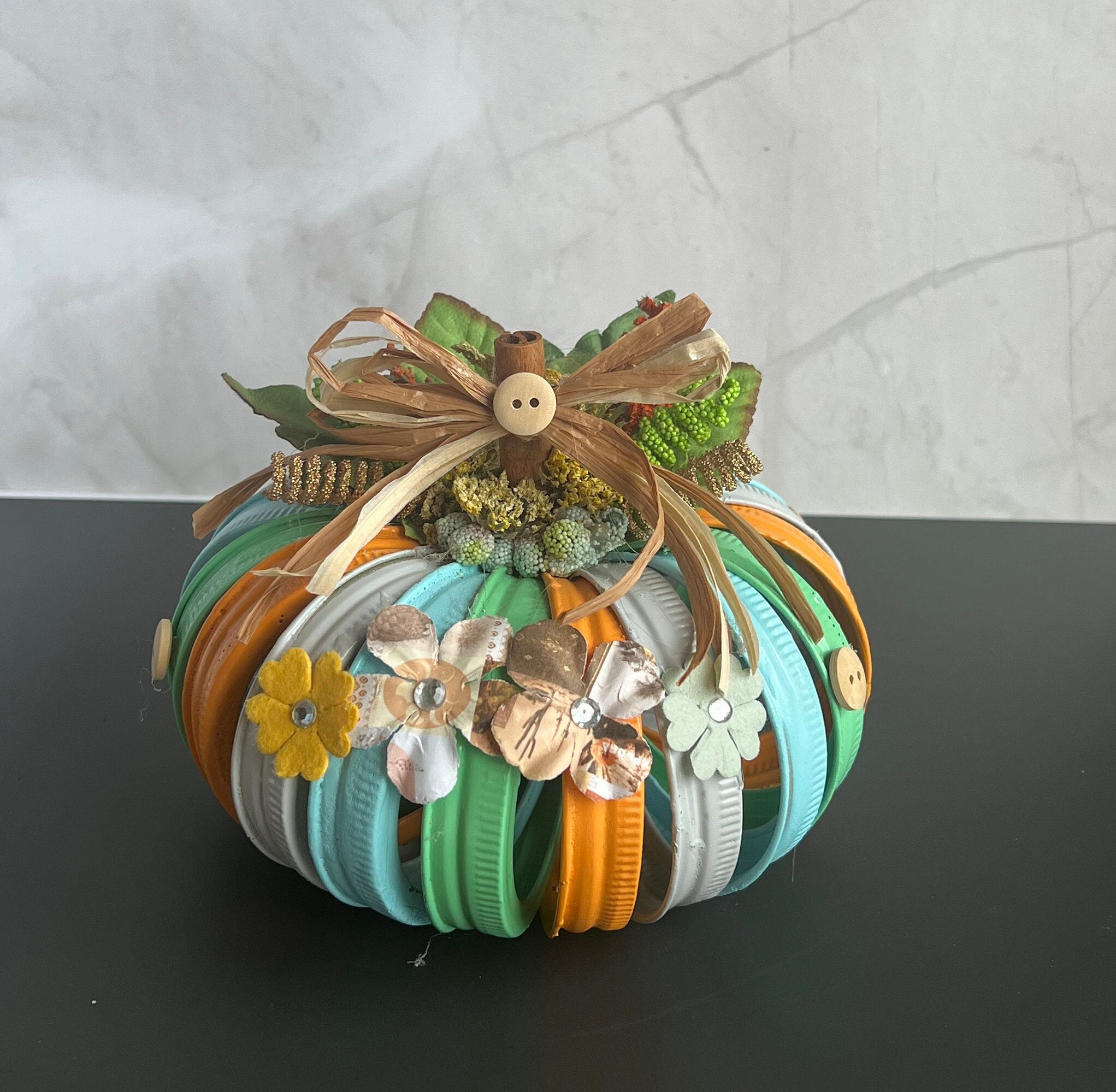 Distressed Mason Jar Ring Pumpkin: Fall Table Decor - Etsy