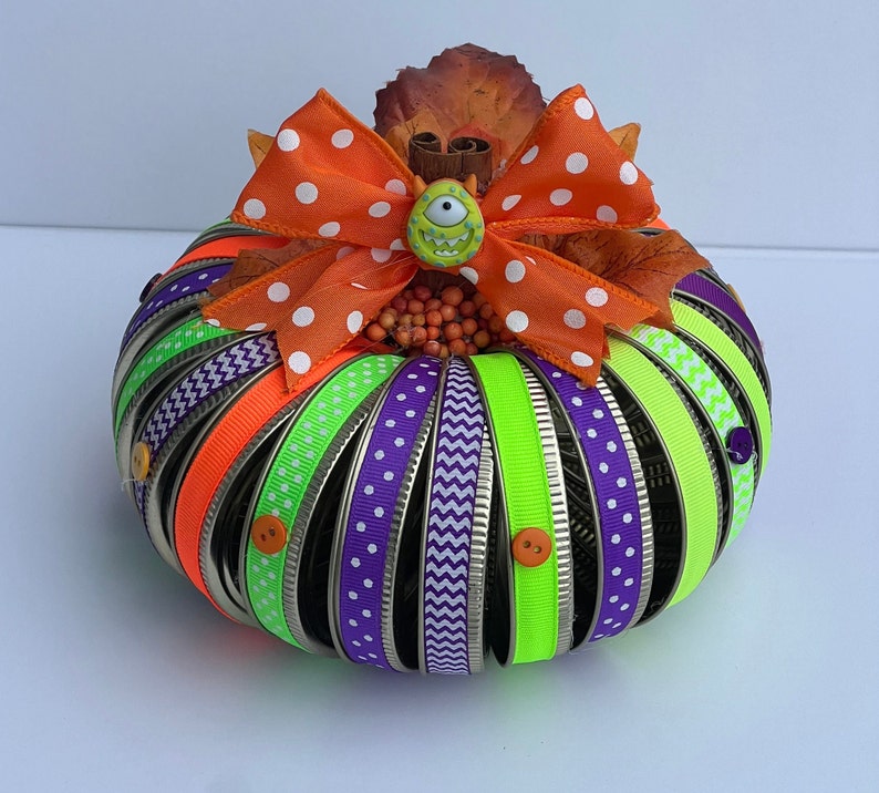 Mason Jar Ring Pumpkin: Neon Halloween Monster Decor - Etsy