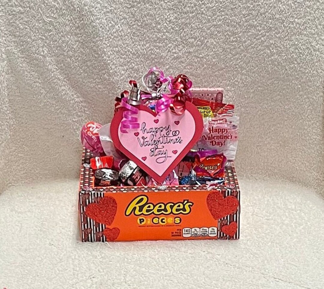 Reese's Pieces Valentine Basket /kids Candy Valentine Basket/valentine ...