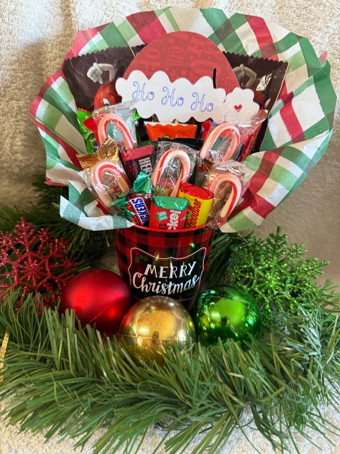 Small Christmas Candy Bouquet: Mini Christmas Pail With Assorted ...