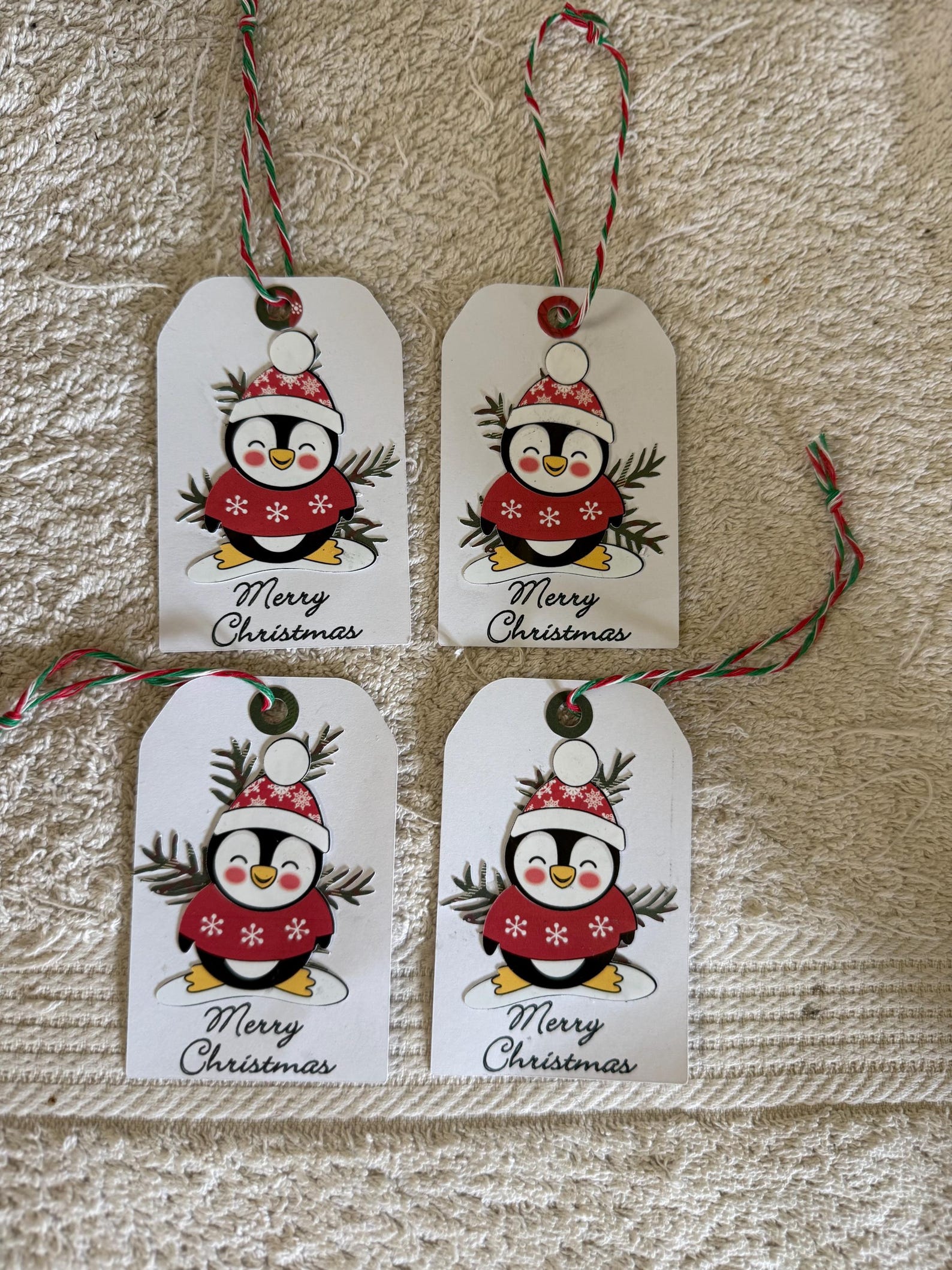 Handmade Christmas Penguin Gift Tags - Set of 4 Holiday Present ...