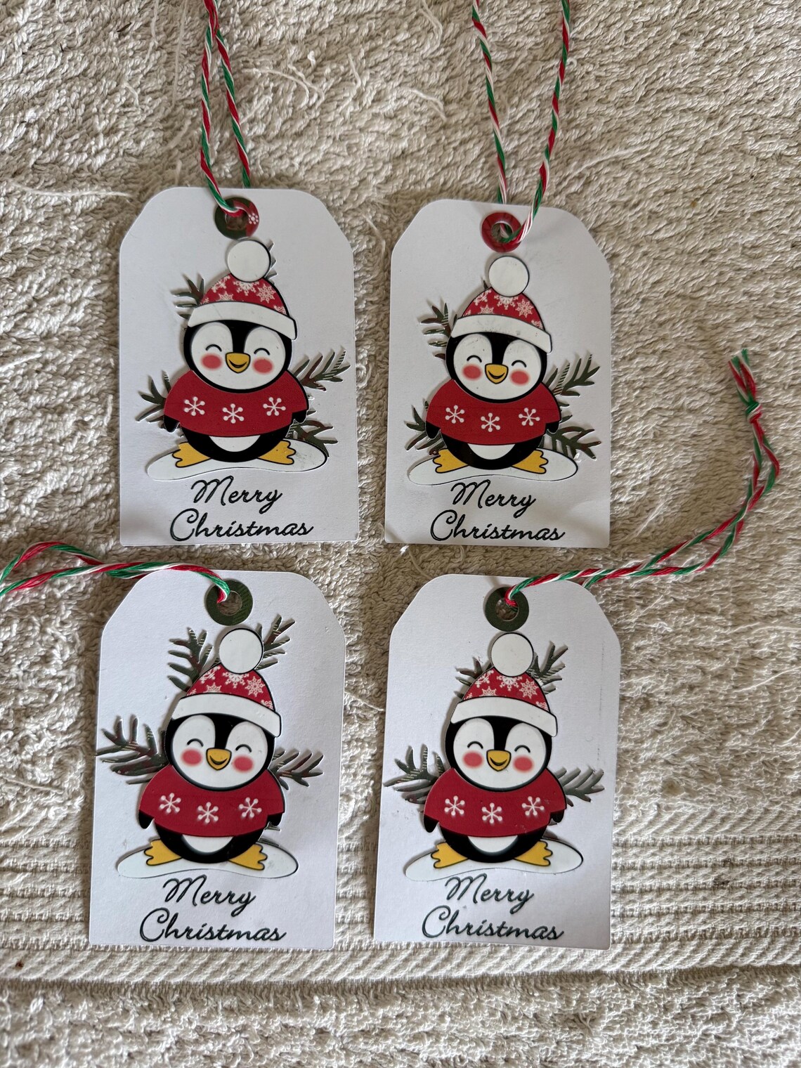 Handmade Christmas Penguin Gift Tags - Set of 4 Holiday Present ...