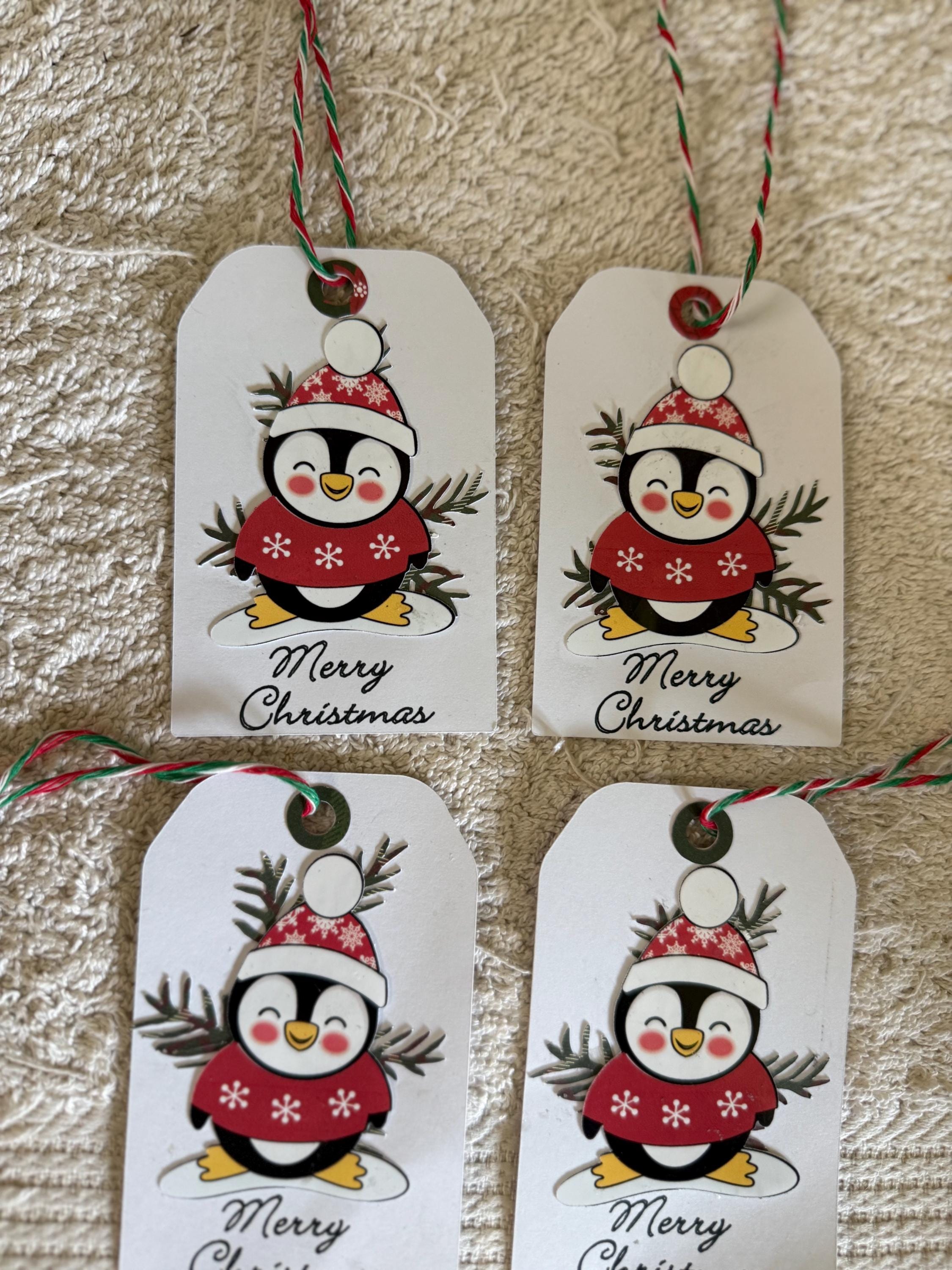 Handmade Christmas Penguin Gift Tags - Set of 4 Holiday Present ...