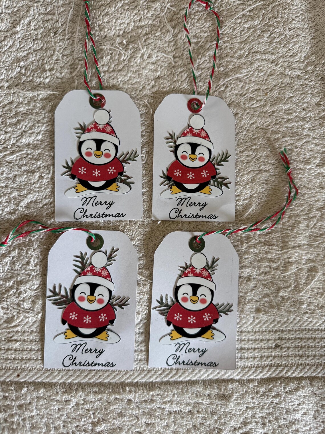 Handmade Christmas Penguin Gift Tags - Set of 4 Holiday Present ...
