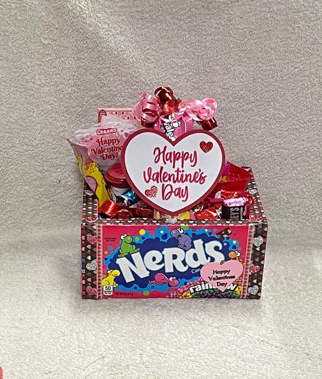 Rainbow Nerds Valentine Basket /kids Candy Valentine Basket/valentine ...