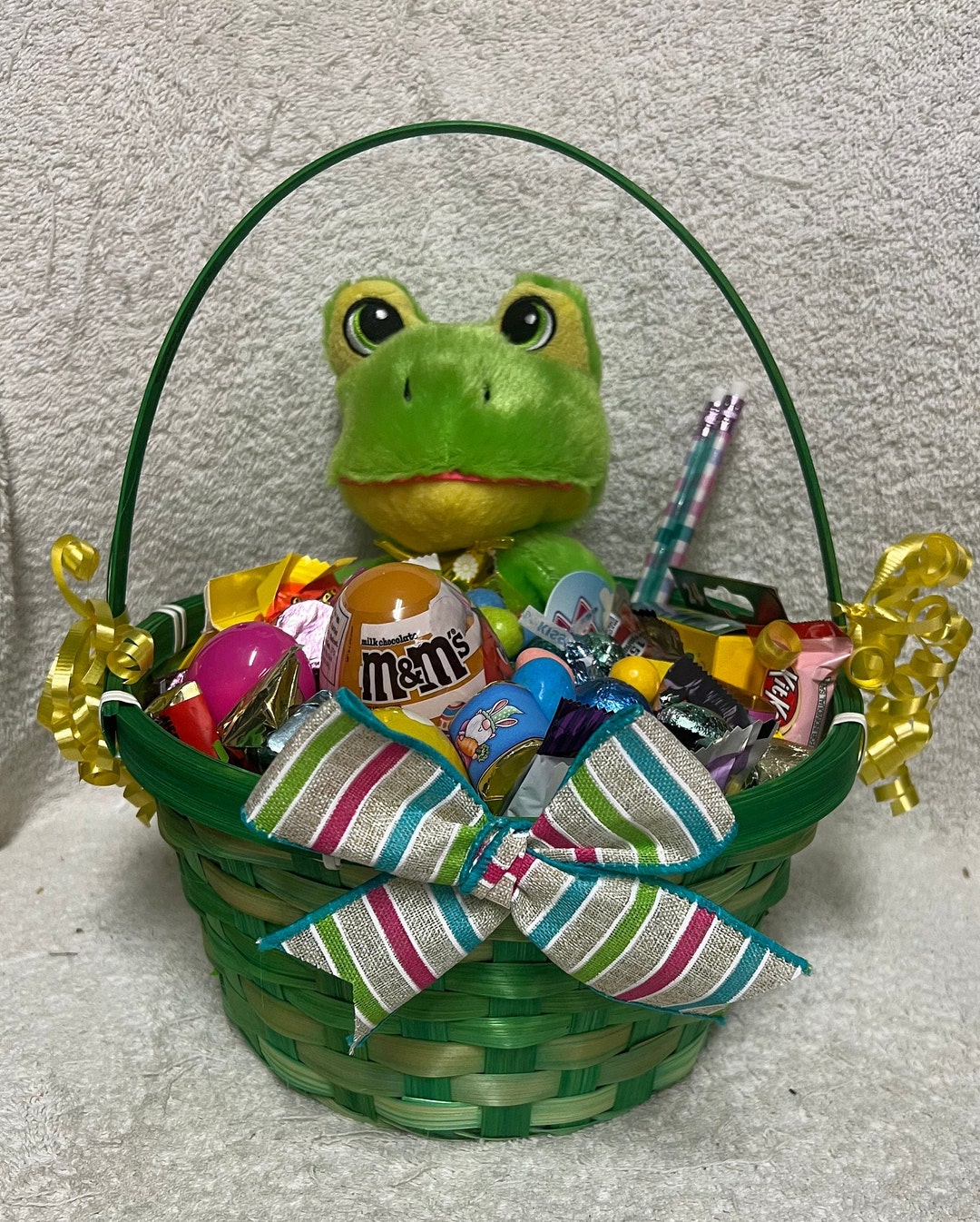 Kids Candy Filled Easter Basket With Frogkids Stuffed Easter ...