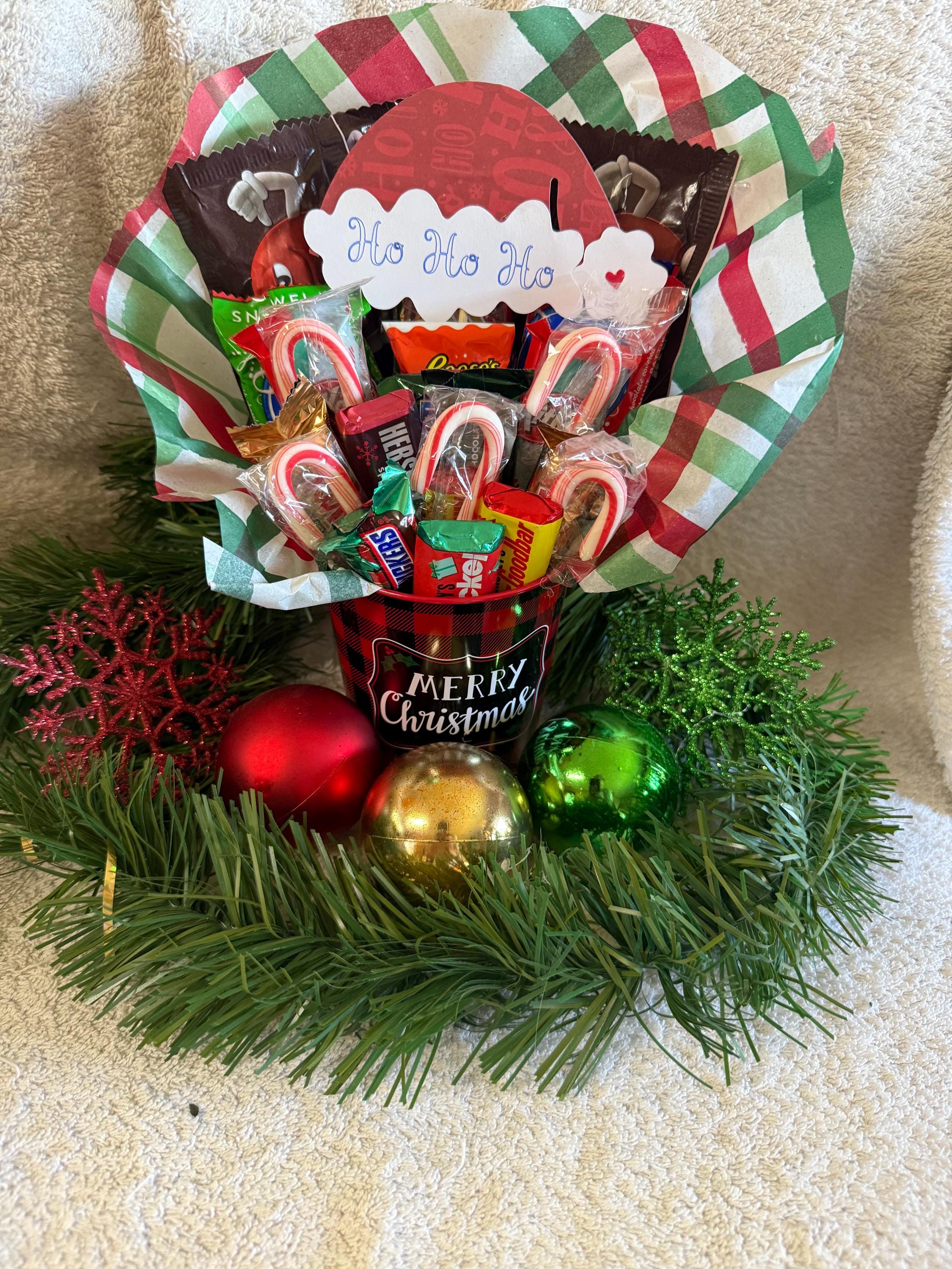 Small Christmas Candy Bouquet: Mini Christmas Pail With Assorted ...