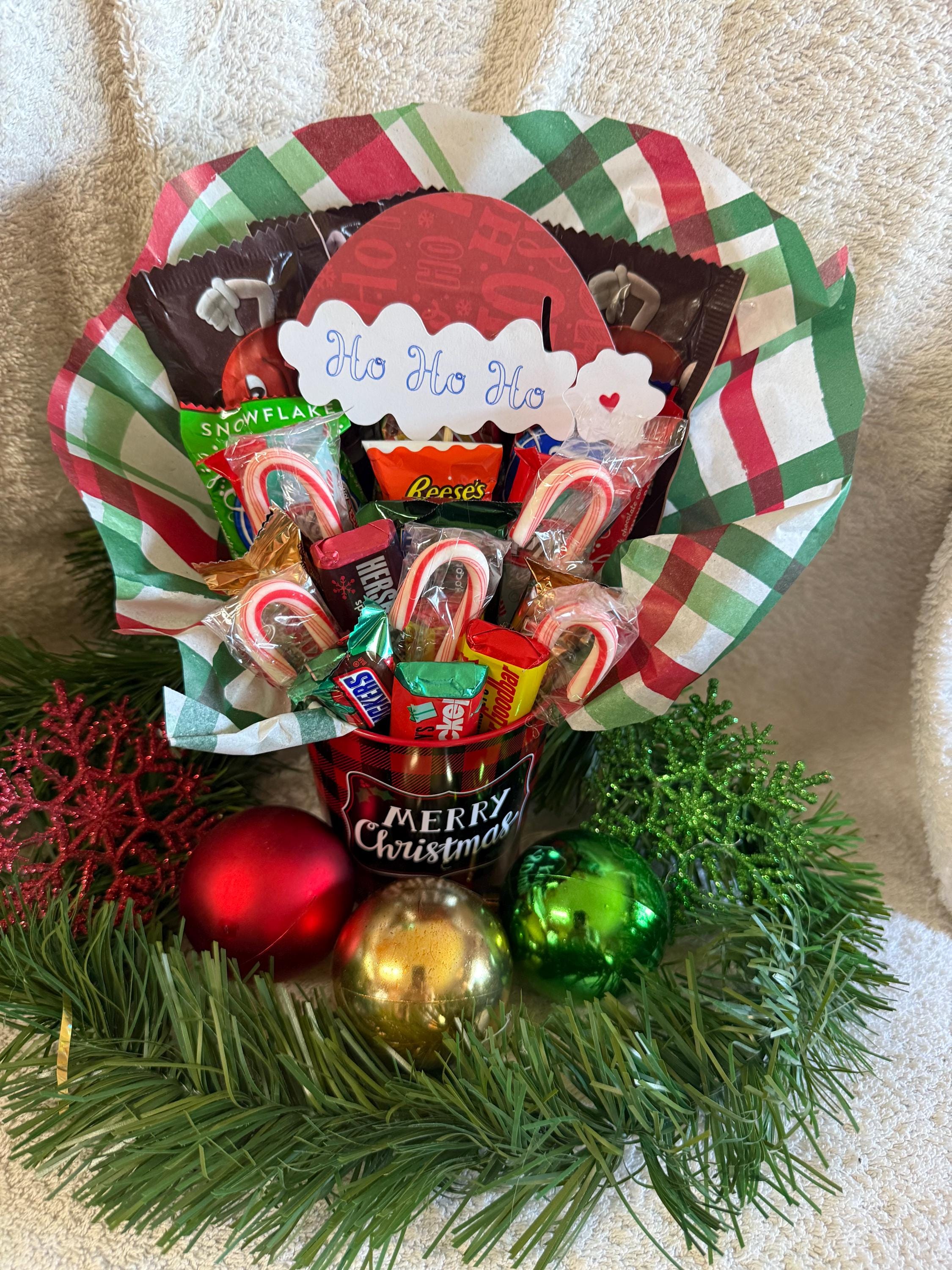 Small Christmas Candy Bouquet: Mini Christmas Pail With Assorted ...