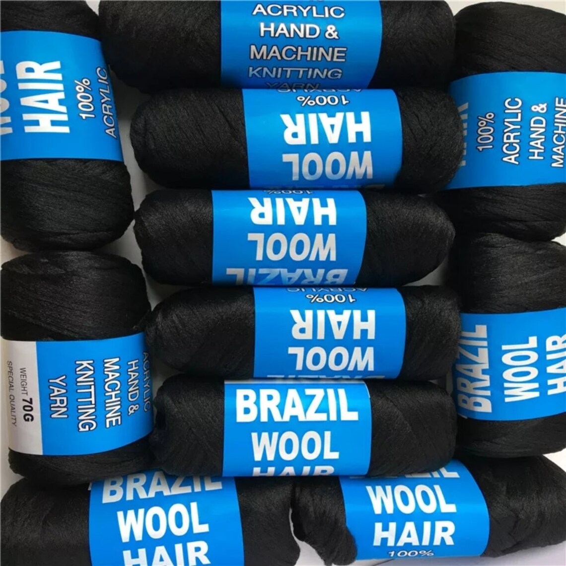 Black Brazilian Wool Hair Yarn for Braiding Senegalese | Etsy