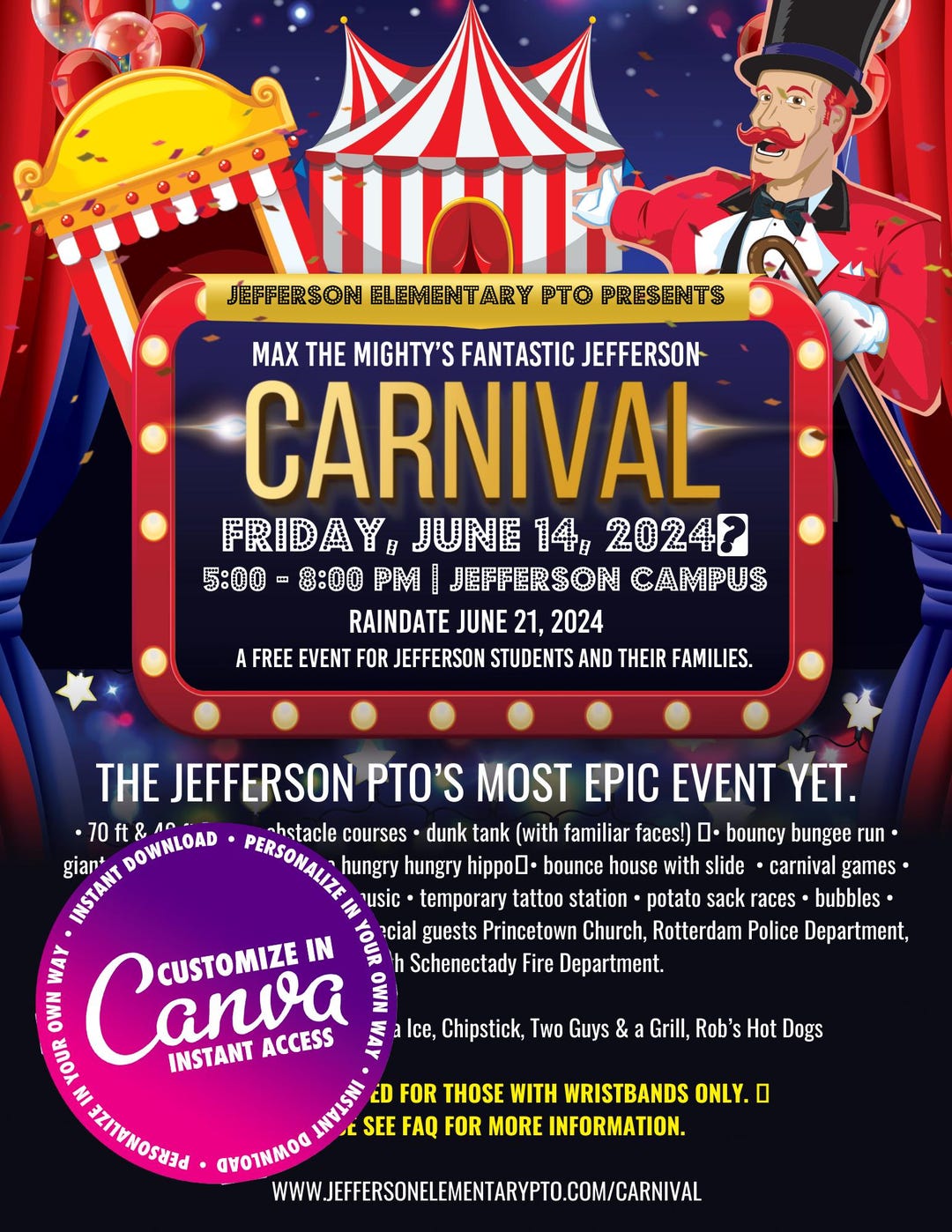 EDITABLE Carnival Flyer Template, Carnival Event, Carnival Ad, Instant ...