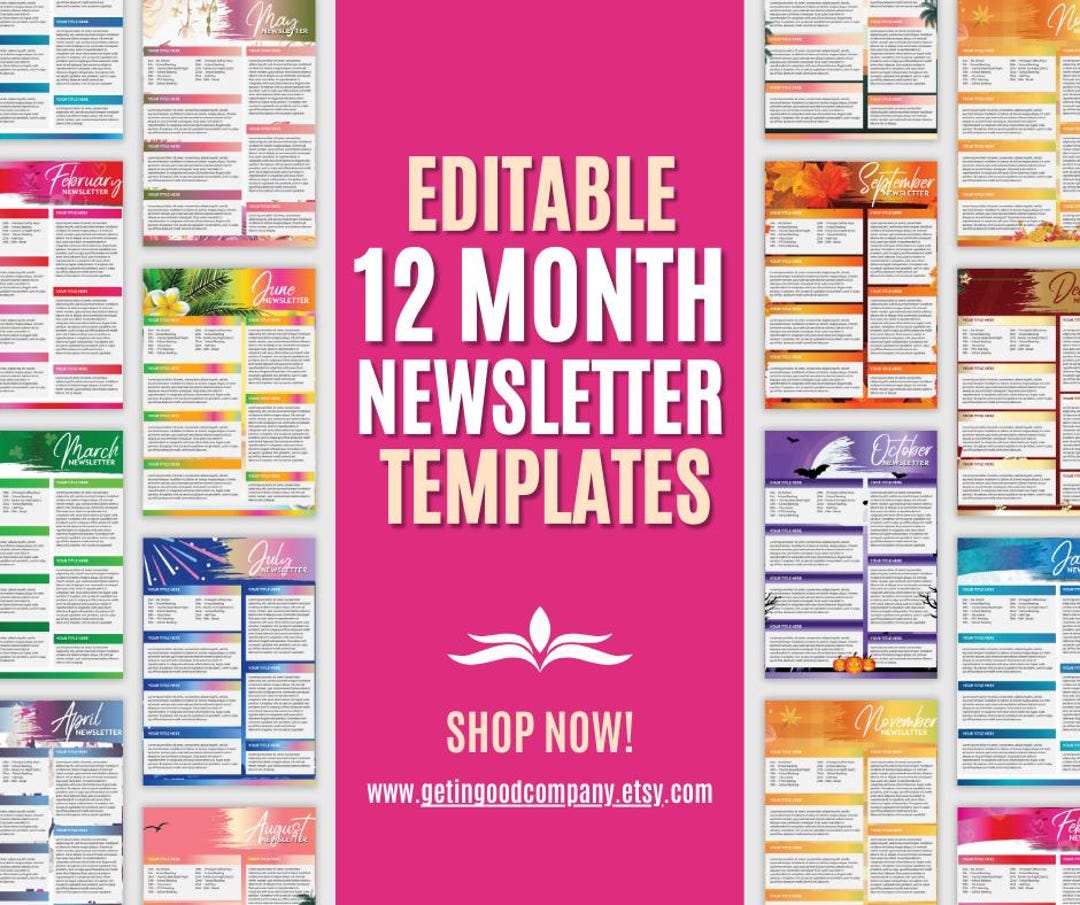 PTO PTA Newsletter Template, Editable Monthly Seasonal Newsletter ...