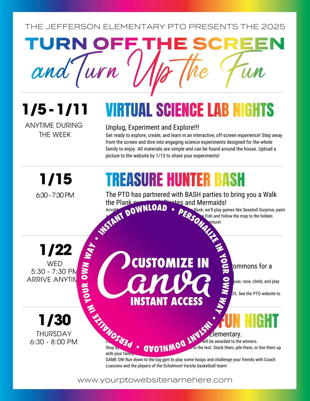 Editable Turn off the Screen Flyer for Schools | Customizable Digital ...