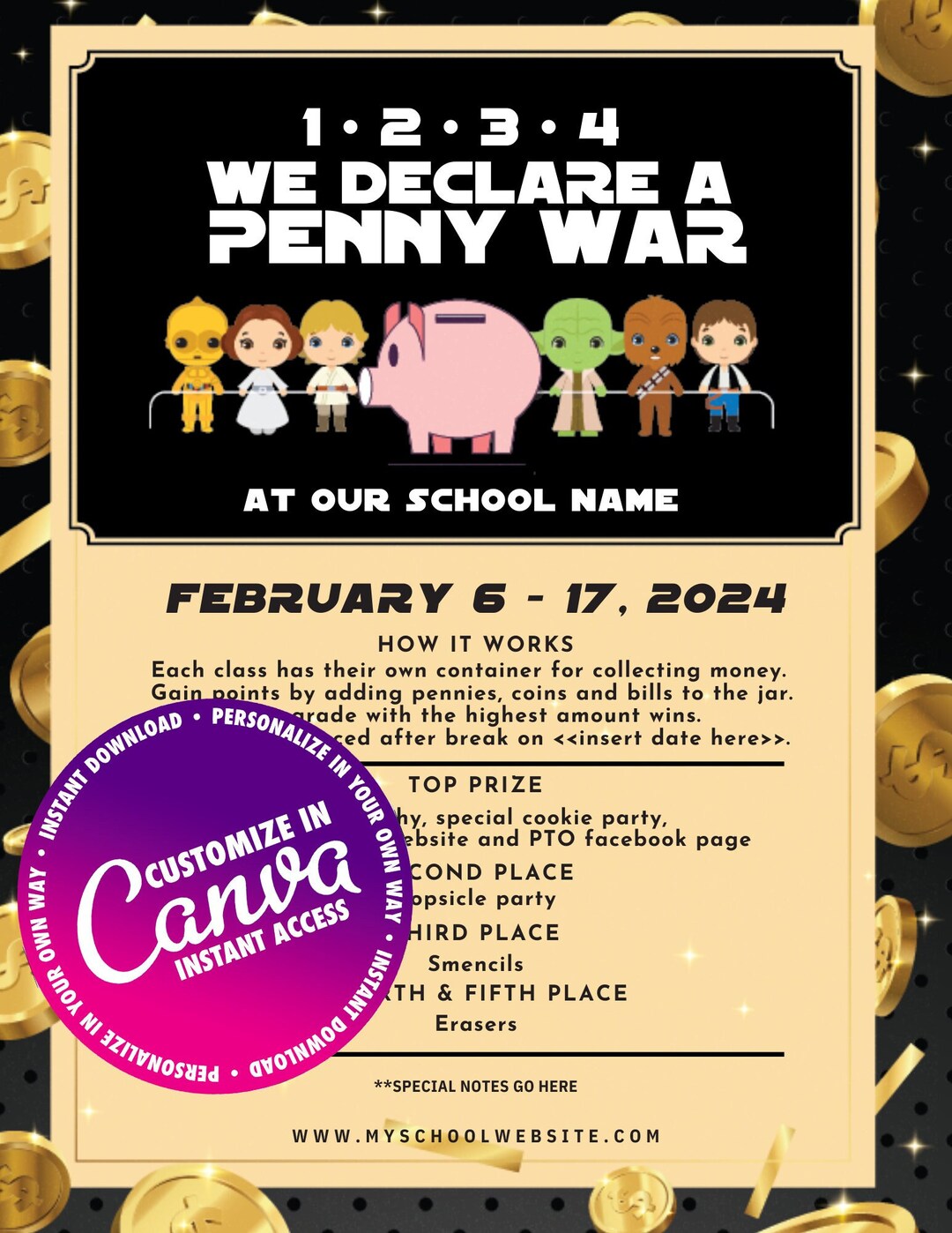 Editable, Penny War Fundraiser Flyer, School Fundraiser, Fundraising ...