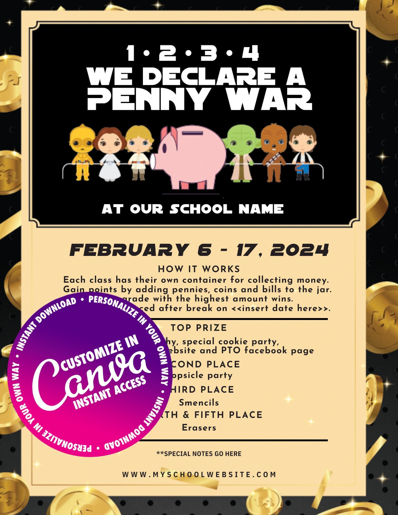 Editable, Penny War Fundraiser Flyer, School Fundraiser, Fundraising ...