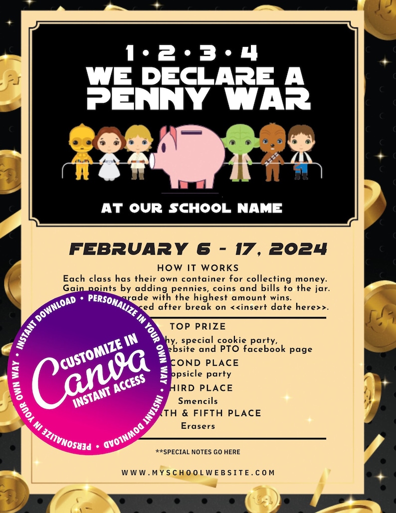 Editable, Penny War Fundraiser Flyer, School Fundraiser, Fundraising ...