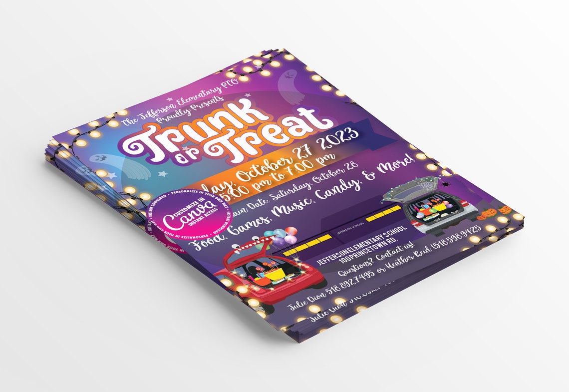 EDITABLE Trunk or Treat Flyer Template, Community Event, Halloween ...