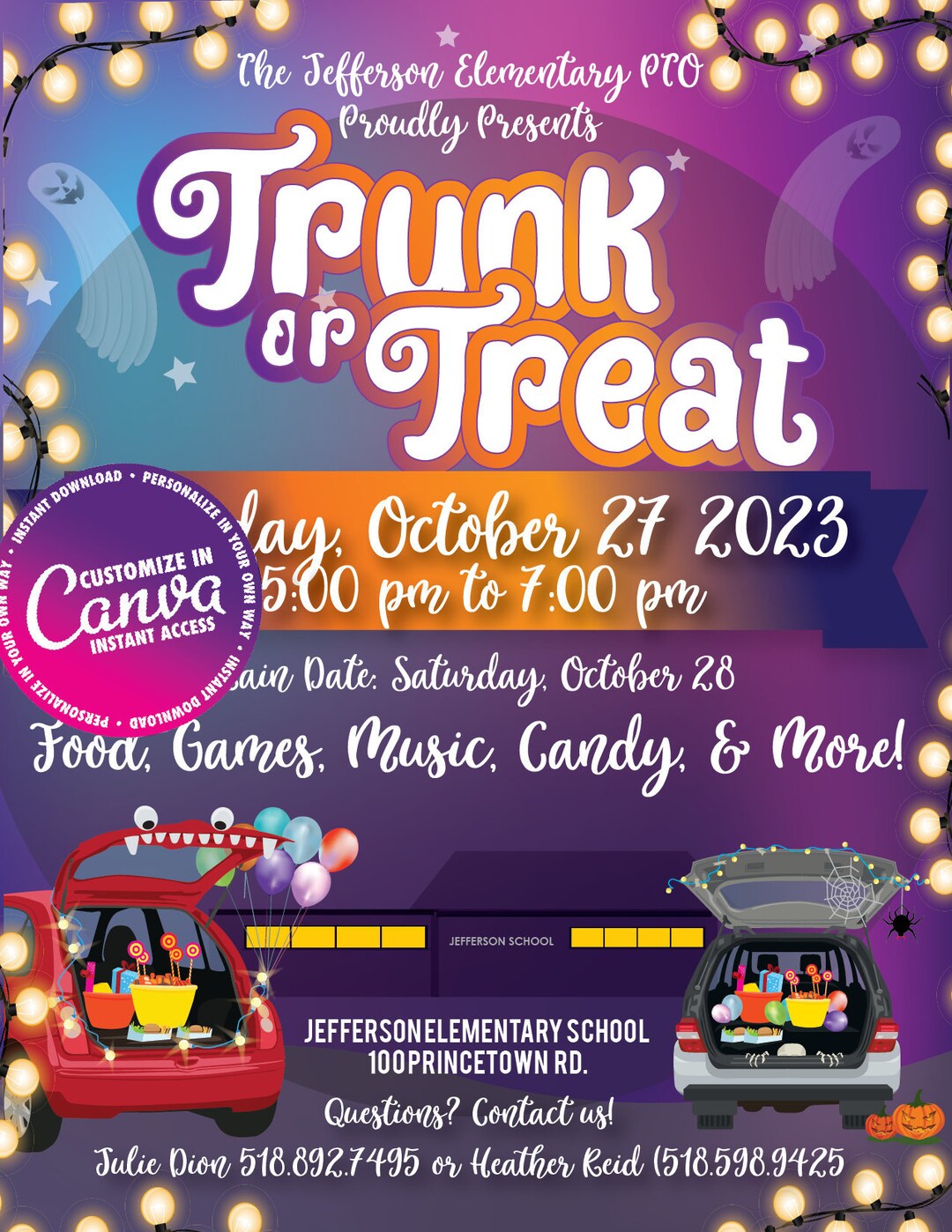 EDITABLE Trunk or Treat Flyer Template, Community Event, Halloween ...