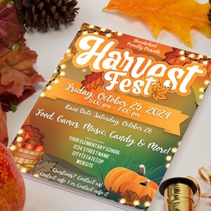 EDITABLE Harvest Fest Flyer Template, Community Event, Autumn Flyer ...