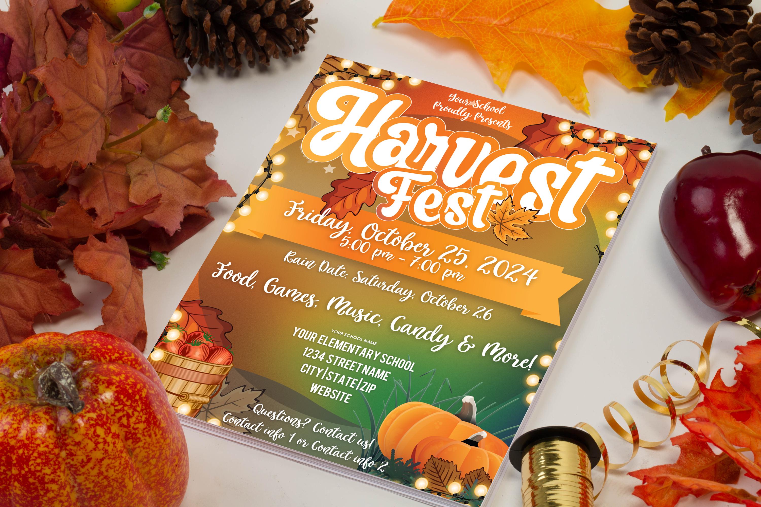 EDITABLE Harvest Fest Flyer Template, Community Event, Autumn Flyer ...