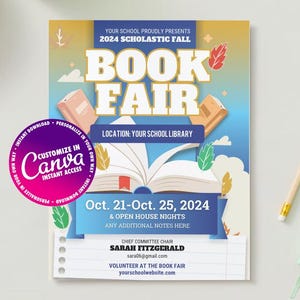 EDITABLE Book Fair Flyer Template, School Event, Book Fair ...