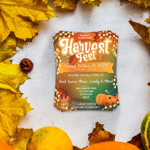 EDITABLE Harvest Fest Flyer Template, Community Event, Autumn Flyer ...