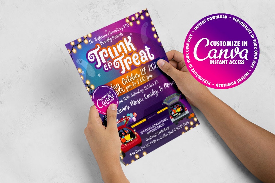 EDITABLE Trunk or Treat Flyer Template, Community Event, Halloween ...